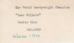 Jess Willard World Heavyweight Champion 1915